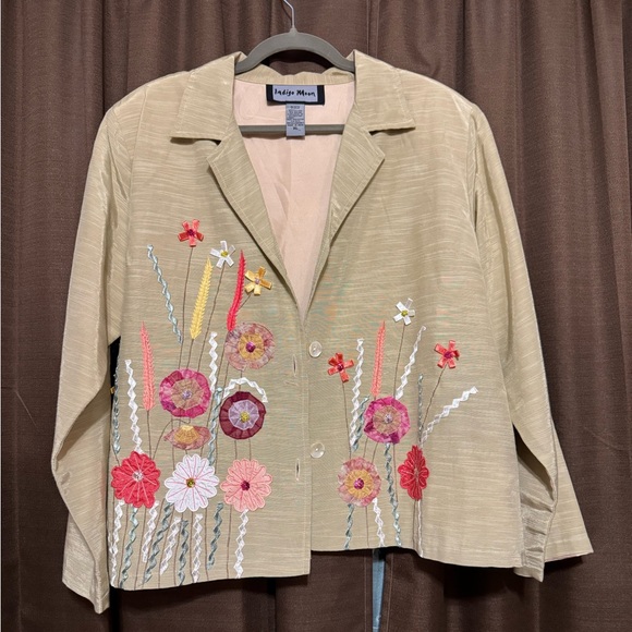 indigo moon | Jackets & Coats | Indigo Moon Floral Embroidered Jacket ...